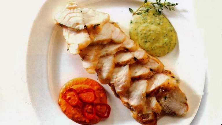 Roast Monkfish With Garlic And Chilli Sauces - RecipeMatic